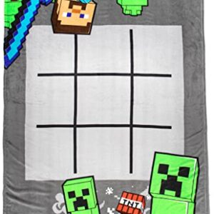 Minecraft Tic Tac Toe Game Blanket - 3 Piece Set Includes Plush Blanket, 10 Pieces, & Storage Bag (Official Minecraft Product)