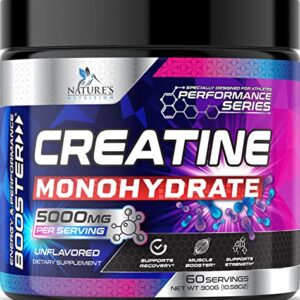 Creatine Monohydrate Powder - 100% Pure Micronized Creatine 5000mg (5g) Supports Muscle Building & Cellular Energy, Nature's Amino Acid Supplement, Gluten Free Keto Friendly, Unflavored - 60 Servings