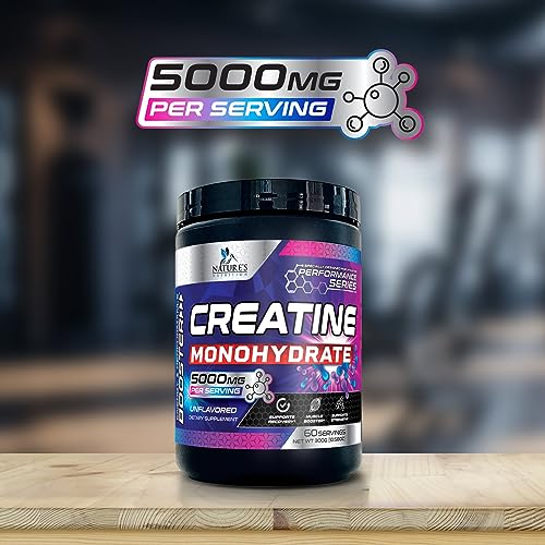 Creatine Monohydrate Powder - 100% Pure Micronized Creatine 5000mg (5g) Supports Muscle Building & Cellular Energy, Nature's Amino Acid Supplement, Gluten Free Keto Friendly, Unflavored - 60 Servings