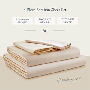 BELADOR Viscose Bamboo Sheets Full - Silky Luxury Bed Sheets Cooling Sheets Set - Soft Satin Bed Sheet Set - 16 Inch Deep Pocket - Hotel Sheets Bedding Set Flat Sheet + Fitted Sheet + 2 Pillowcase