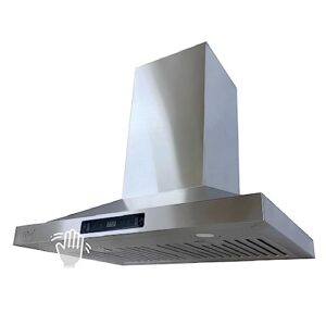 crown 30" 900 cfm range hood, stainless steel gesture control, wall mount range hood with baffle filters, 2 x led lights pro-b09/30