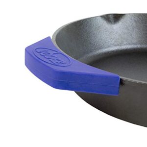 Lodge Cast Iron Serving Pot Cast Iron Double Dutch Oven, 5-Quart & ASAHH31 Silicone Assist Handle Holder, Blue, 5.5" x 2", Pack of 1