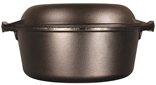 Lodge Cast Iron Serving Pot Cast Iron Double Dutch Oven, 5-Quart & ASAHH31 Silicone Assist Handle Holder, Blue, 5.5" x 2", Pack of 1