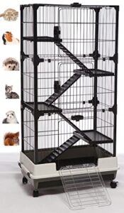 large 5-tiers deluxe indoor outdoor guinea pig chinchilla ferret squirrel hedgehog kitten rabbit bunny hutch house critter habitat casters (27 x 18 x 53h inches, black)