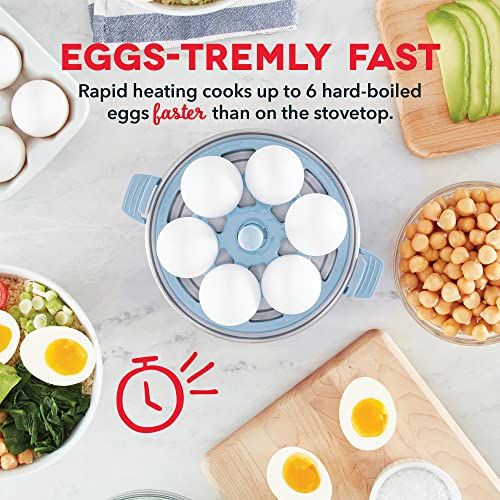 Dash Rapid Egg Cooker: 6 Egg Capacity Electric Egg Cooker - Dream Blue & DBBM450GBAQ08 Deluxe Sous Vide Style Egg Bite Maker (1 large, 4 mini), Aqua