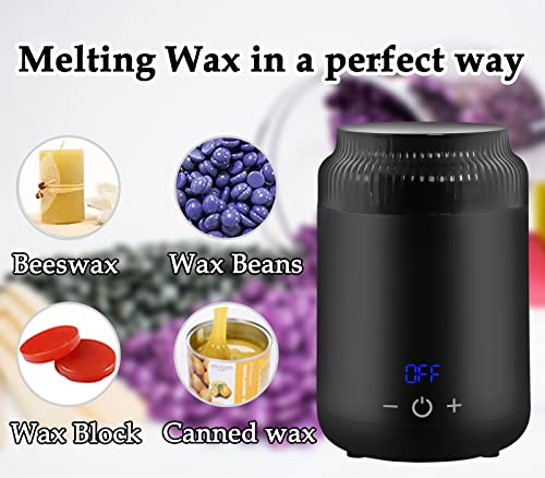 Podoy Mini Wax Pot Warmer for Hair Removal, Small Portable Travel Wax Melt Heater Machine Digital Display for SPA Salon Brow Body Nose Upper Lip Hair Waxing with 100 Wax Sticks