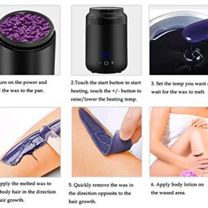 Podoy Mini Wax Pot Warmer for Hair Removal, Small Portable Travel Wax Melt Heater Machine Digital Display for SPA Salon Brow Body Nose Upper Lip Hair Waxing with 100 Wax Sticks