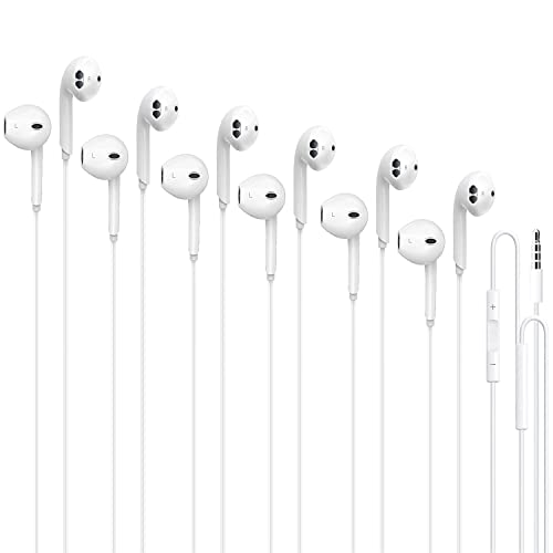 6 Pack Earbuds Headphones Wired with Heavy Bass Stereo Noise Blocking, Volume Control,Microphone, Compatible with iPhone, Android Phones, Laptops, Computers, iPad or Any Device with 3.5mm Interface