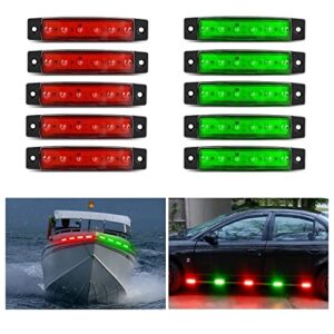 nilight 10pcs 3.8” 6led red green led indicator light truck camper side marker light marine boat navigation light yacht kayak sailboat trailer bus rv clearance light 12v dc, 2 years warranty