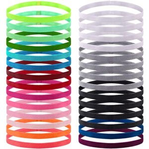 duufin 28 pieces elastic headbands non slip sport headband thin workout headbands colorful elastic sport headbands for women men and girls, 19 colors