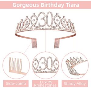 PHD CAKE 30th Birthday Decorations for Her,30th Birthday Sash,Crown/Tiara, Birthday Candles,Cake Toppers, 30 Number Balloon