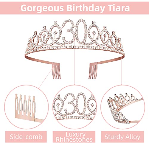 PHD CAKE 30th Birthday Decorations for Her,30th Birthday Sash,Crown/Tiara, Birthday Candles,Cake Toppers, 30 Number Balloon