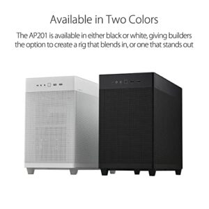 ASUS Prime AP201 33-Liter MicroATX White case with Tool-Free Side Panels and a Quasi-Filter mesh, with Support for 360 mm Coolers, Graphics Cards up to 338 mm Long, and Standard ATX PSUs