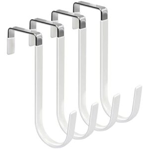 fyy over the door hooks, 4 pack door hangers hooks with rubber prevent scratches heavy duty organizer hooks for living room, bathroom, bedroom, kitchen hanging clothes, towels, hats, coats, bags white