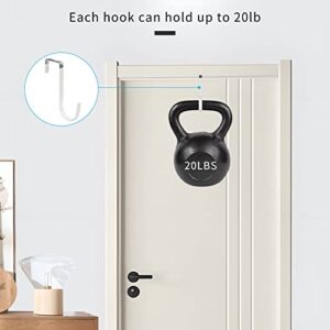 FYY Over the Door Hooks, 4 Pack Door Hangers Hooks with Rubber Prevent Scratches Heavy Duty Organizer Hooks for Living Room, Bathroom, Bedroom, Kitchen Hanging Clothes, Towels, Hats, Coats, Bags White