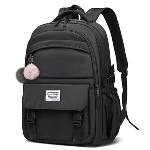 school backpack laptop computer backpack 15.6 inch anti-theft big daypack casual bag travel bookbag aesthetic cute backpacks for college large backpacks purse for boy girl teen women men student-black