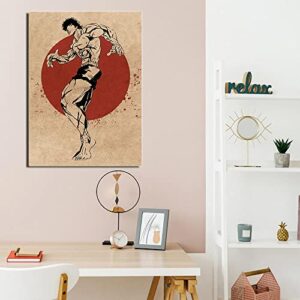 FJXYLDHJC Baki Hanma Japanese style poster Poster Bedroom Decor Sports Landscape Office Room Decor Gift 12x18inchs(30x45cm)