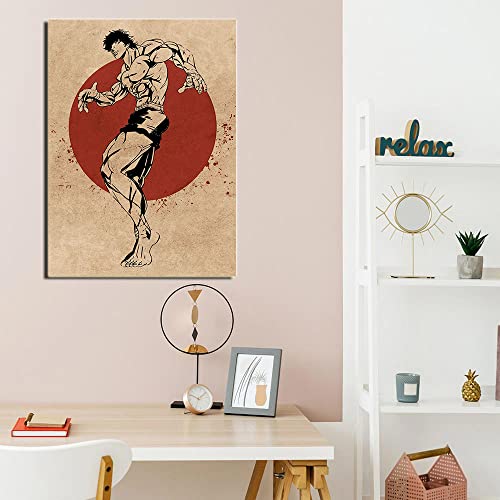 FJXYLDHJC Baki Hanma Japanese style poster Poster Bedroom Decor Sports Landscape Office Room Decor Gift 12x18inchs(30x45cm)