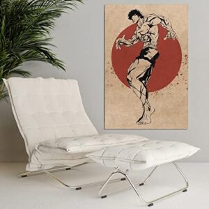 FJXYLDHJC Baki Hanma Japanese style poster Poster Bedroom Decor Sports Landscape Office Room Decor Gift 12x18inchs(30x45cm)