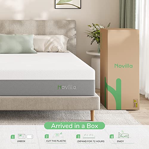 Novilla King Size Mattress, 10 Inch Gel Memory Foam Mattress for Enhanced Support & Motion Isolation, Medium Firm Bed Mattress in a Box-Vibrant