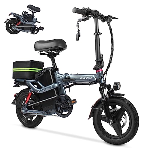 kkbike X7 Folding Electric Bike with 48V 20Ah Removable Battery, 400W Motor 21MPH 14 inch Fat Tire Mini Ebike, Urban City Commuter Electric Bicycles for Adults Teens Men Women