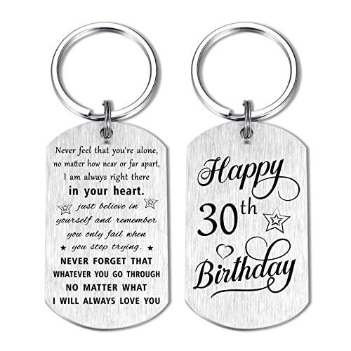 HLQYMZ 30th Birthday Keychain Gifts for Women Girls, Sweet 30 Year Old Birthday Gifts