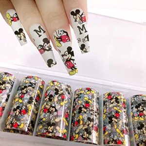 cute nail foil transfer stickers decals, 6 rolls cute cartoon nail art foil transfer stickers nail foils decals luxury designer nail stickers for women girls nail art supplies decorations