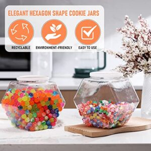 eBoot 4 Pieces Plastic Candy Jars Cookie Jars for Kitchen Counter Hexagon Cookie Jar with Lid Clear Candy Containers Laundry Pod Storage Container Dry Food Jar for Candy Buffet Dog Treats Craft (129 Oz)