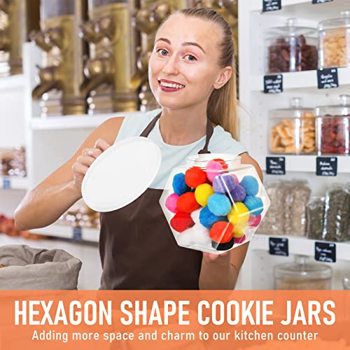 eBoot 4 Pieces Plastic Candy Jars Cookie Jars for Kitchen Counter Hexagon Cookie Jar with Lid Clear Candy Containers Laundry Pod Storage Container Dry Food Jar for Candy Buffet Dog Treats Craft (129 Oz)