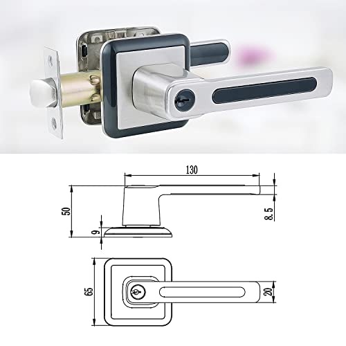 BAOLONG Door Handle Locking Lever with Modern Contemporary Square Design,Front Door Lock Entry Lever with Lock for Exterior or Interior Door Satin Nickel Keyed Lock.