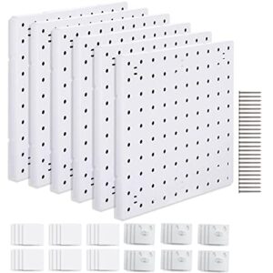 fmoacen 6 pcs pegboard wall organizer mount display pegboard wall panel kits diy pegboard tool organizers for garage kitchen living room bathroom office