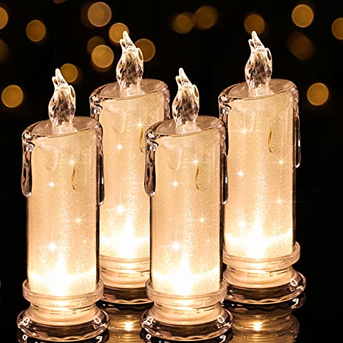 HAIDOLIANG 4PCS White LED flameless Candles (D:2.5" x H:7"),LED Clearance Pillar Candles, Battery Included, Velas artificiales para decoracion for Valentine's Day Wedding Birthday Bedroom Decorations