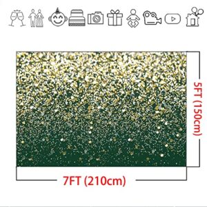 Mocsicka Green and Gold Glitter Backdrop Golden Bokeh Sequin Spots for Wedding Decorations Birthday Party Photo Backdrops Christmas New Year Family Picture Party Photography Background (Green, 7x5ft)