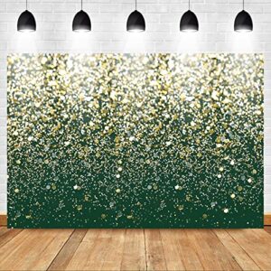 Mocsicka Green and Gold Glitter Backdrop Golden Bokeh Sequin Spots for Wedding Decorations Birthday Party Photo Backdrops Christmas New Year Family Picture Party Photography Background (Green, 7x5ft)