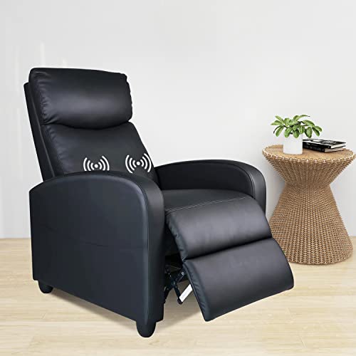 Zanzio Massage Modern Adjustable Heated Recliner Home Theater Single Sofa Chair Lounge with Padded Seat, Black