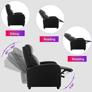 Zanzio Massage Modern Adjustable Heated Recliner Home Theater Single Sofa Chair Lounge with Padded Seat, Black