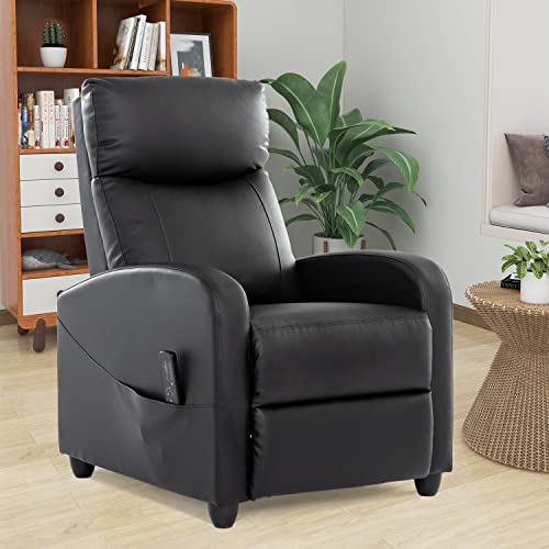 Zanzio Massage Modern Adjustable Heated Recliner Home Theater Single Sofa Chair Lounge with Padded Seat, Black