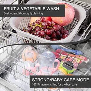 BLITZHOME Portable Dishwasher Countertop, WIFI Smart Dishwasher, Compact Dishwashers with 5L Built-in Water Tank, 5 Programs, 360° Dual Spray, High-Temp& Air-Dry Function, Fruit Cleaning