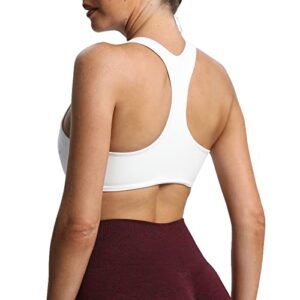 Aoxjox Women's Workout Sports Bras Fitness Backless Padded Define Sculpt Racerback Bra Yoga Crop Tank Top (White, Medium)