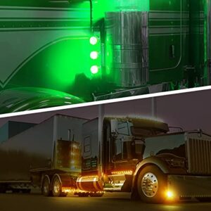 Partsam 1Pc Dual Revolution 17 Led Watermelon Light for Semi Truck, Amber Turn Signal and Marker to Green Auxiliary Light w/Reflector Cup Compatible with Freightliner Kenworth Peterbilt