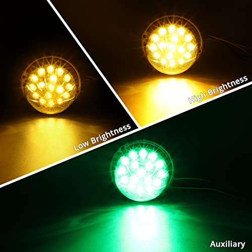 Partsam 1Pc Dual Revolution 17 Led Watermelon Light for Semi Truck, Amber Turn Signal and Marker to Green Auxiliary Light w/Reflector Cup Compatible with Freightliner Kenworth Peterbilt