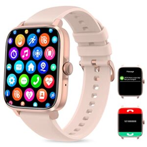 smart watches for women (answer/make call), 1.9" big screen fitness tracker 5atm waterproof smartwatch with blood pressure heart rate monitor wireless charger smart watch for android ios phones iphone