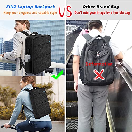 ZINZ Slim & Expandable Laptop Backpack Water Resistant Backpack Travel Backpack Compatible with All Model MacBook Air/Pro 13-14 inch XPS 13 Surface 13.5" and Most 13-14 inch NoteBooks，Black