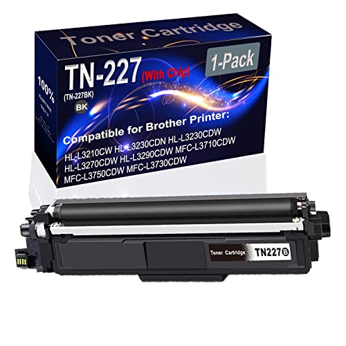 Kolasels (with Chip) 1-Pack (Black) Compatible HL-L3210CW L3230CDW L3270CDW Laser Printer Toner Cartridge (High Capacity) Replacement for TN227 TN-227 (TN-227BK) Printer Toner Cartridge