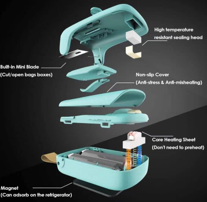 J&LHEAYU Mini Bag Sealer Min-Handheld Bag Heat Vacuum Sealer-2 in 1 Heat Sealer & Cutter Portable Bag Resealer Machine (Battery Included)