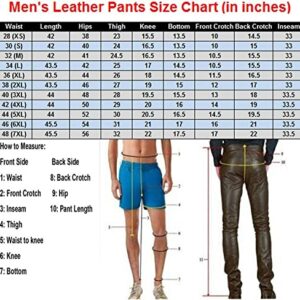 Cowboy Western Traditional Native American Leather Pants for Men Casual Classic Breeches Fashion Pant (Dirty Brown, 36'' Waist for 34'' 35'')