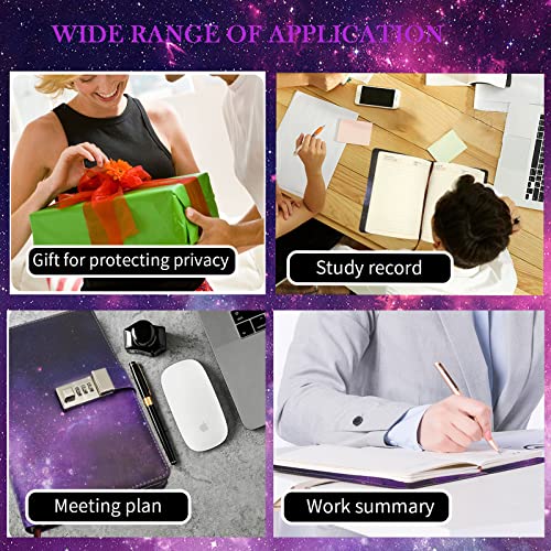 Adorezyp Journal with Lock Galaxy for Boys and Girls 240 pages with Greeting Gift card, Waterproof PU Leather Diary with Lock 5.5 x 8.1 Inch Refillable Notebook with Combination Lock, Secret Password Journal for Teen/Women Gift