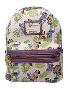 loungefly disney lilo and stitch allover print womens double strap shoulder bag purse