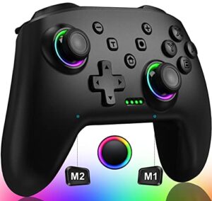 switch controller, wireless switch controller compatible with switch controller/switch lite/oled, wireless switch controllers work with ios/android/pc with rgb light, programmable, turbo & wakeup