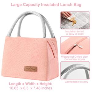 JBGOYON Bento Box Adult Lunch Box 1000 ML Stackable Lunch Containers for Adults, Leakproof 3-In-1 Compartment Bento Boxes Set, Built-in Cutlery, Soup Cup, Tote Lunch Bag, Snack Bag (Pink)